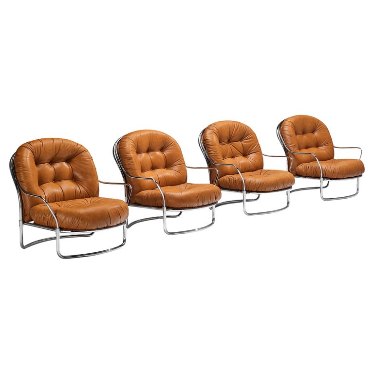 Carlo De Carli for Cinova Set of Four '915' Lounge Chairs in Leather ...