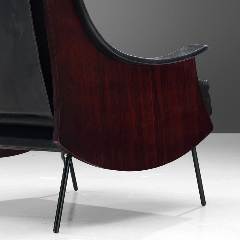 Carlo de Carli for Sormani Pair of 'PIPA' Lounge Chairs in Leather For ...