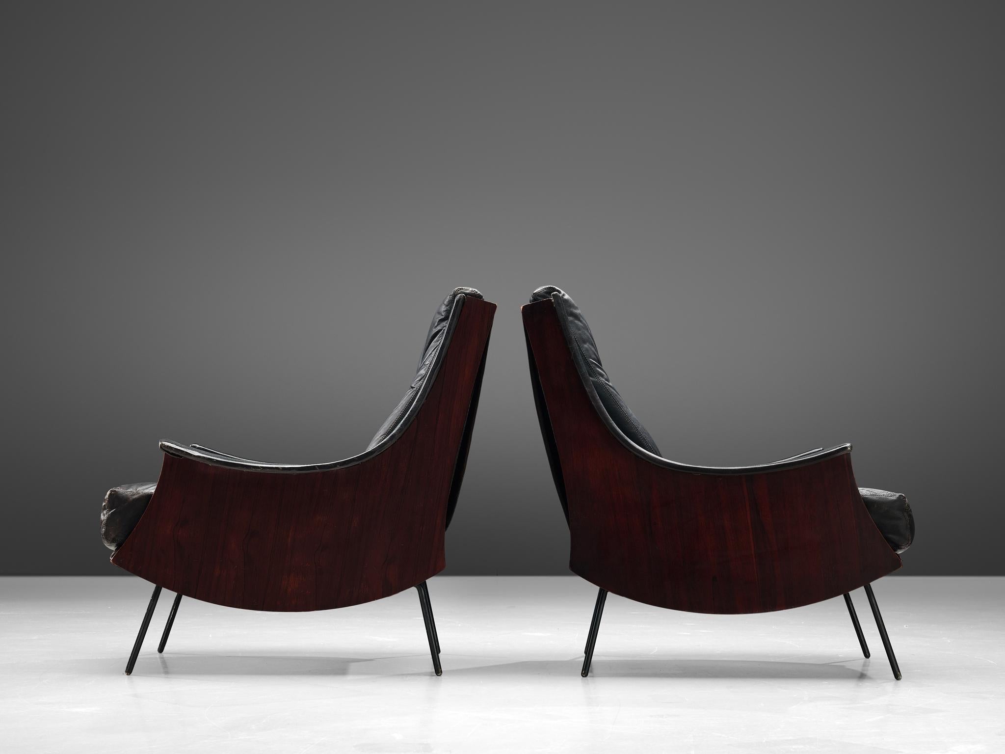 Carlo de Carli for Sormani Pair of 'PIPA' Lounge Chairs in Leather For ...