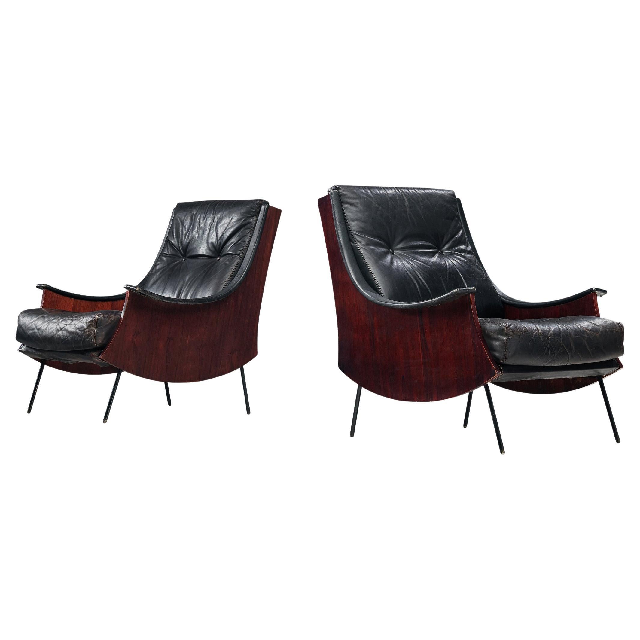 Carlo de Carli for Sormani Pair of 'PIPA' Lounge Chairs in Leather For ...