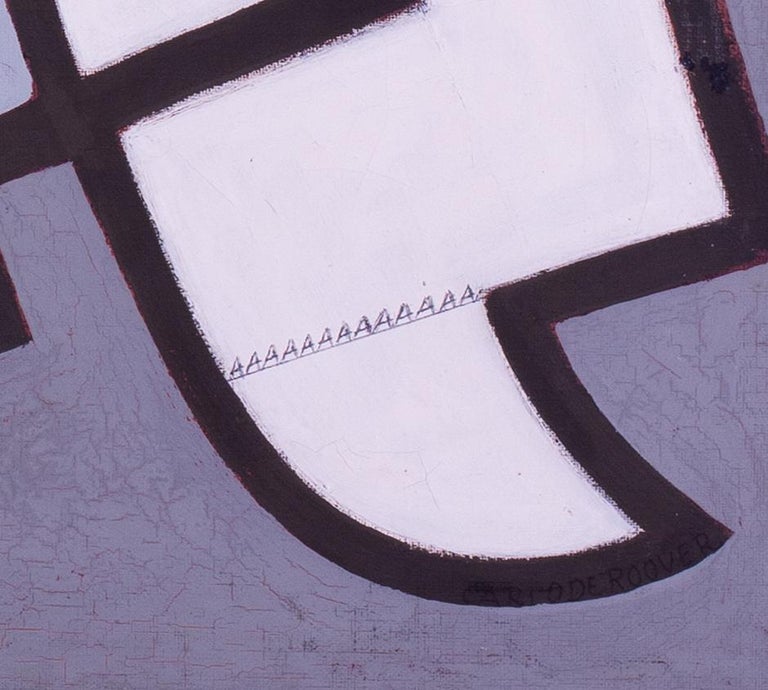 Carlo de Roover - 1969 Belgian oil painting of abstracted forms by ...