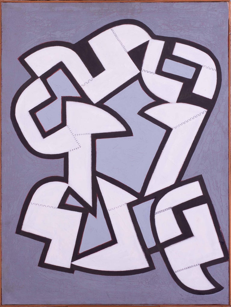 Carlo de Roover - 1969 Belgian oil painting of abstracted forms by ...