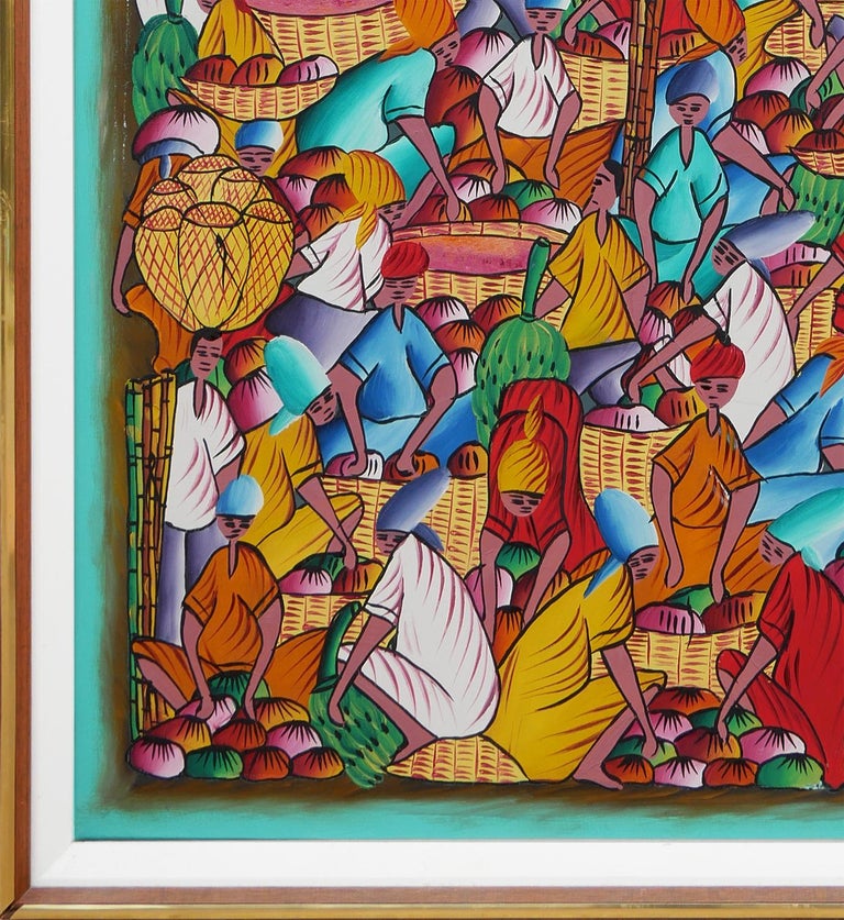 Carlo Decimus - Jewel-Toned Abstract Figurative Haitian Painting of ...