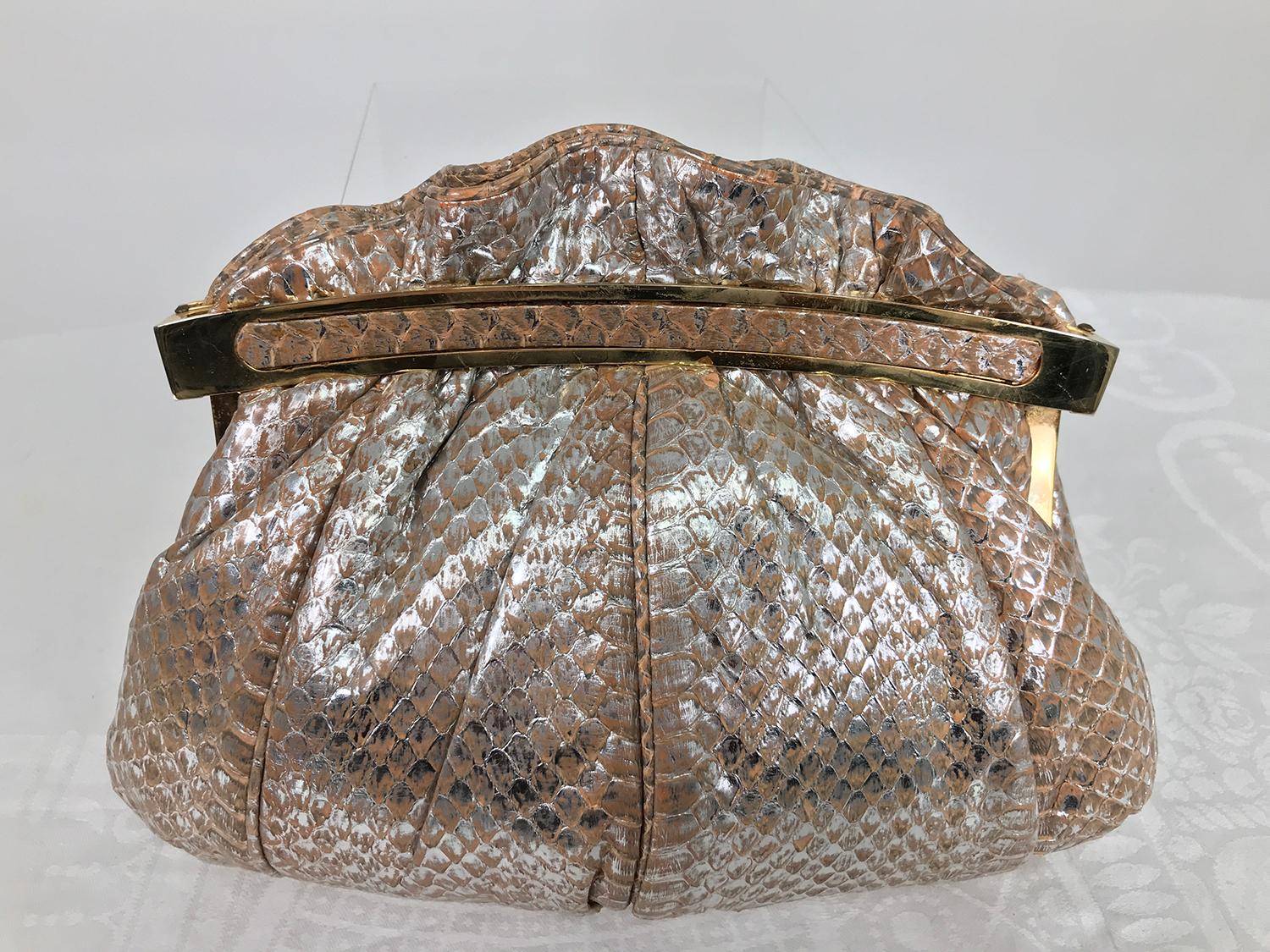 Carlo Fiori Silver Coral Faux Snake Jewel Clasp Evening Bag 1980s For Sale at 1stDibs | carlo ...