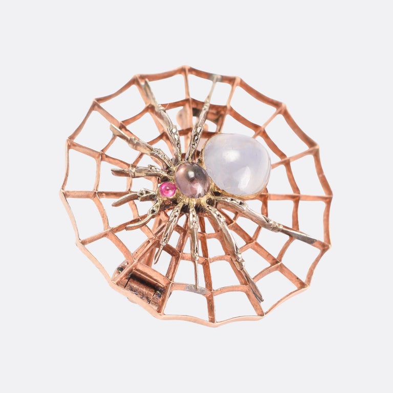 Carlo Giuliano Antique Star Sapphire "Spider and Web" Brooch at 1stDibs