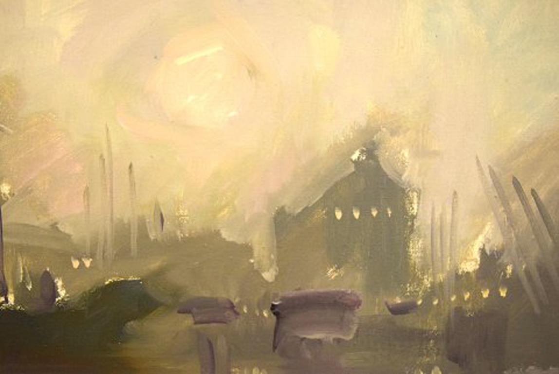 Carlo Knud Hansen, Denmark, Oil on Canvas, Harbour Scene at 1stDibs