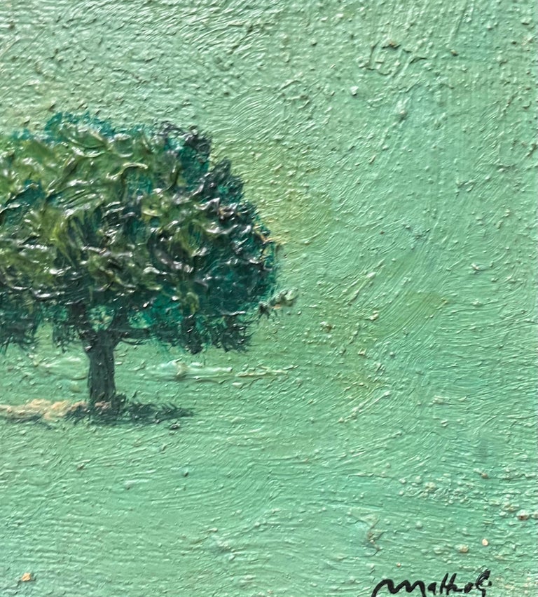 Carlo Mattioli - "apple tree" green landscape Oil cm. 30 x 30 1970 For ...