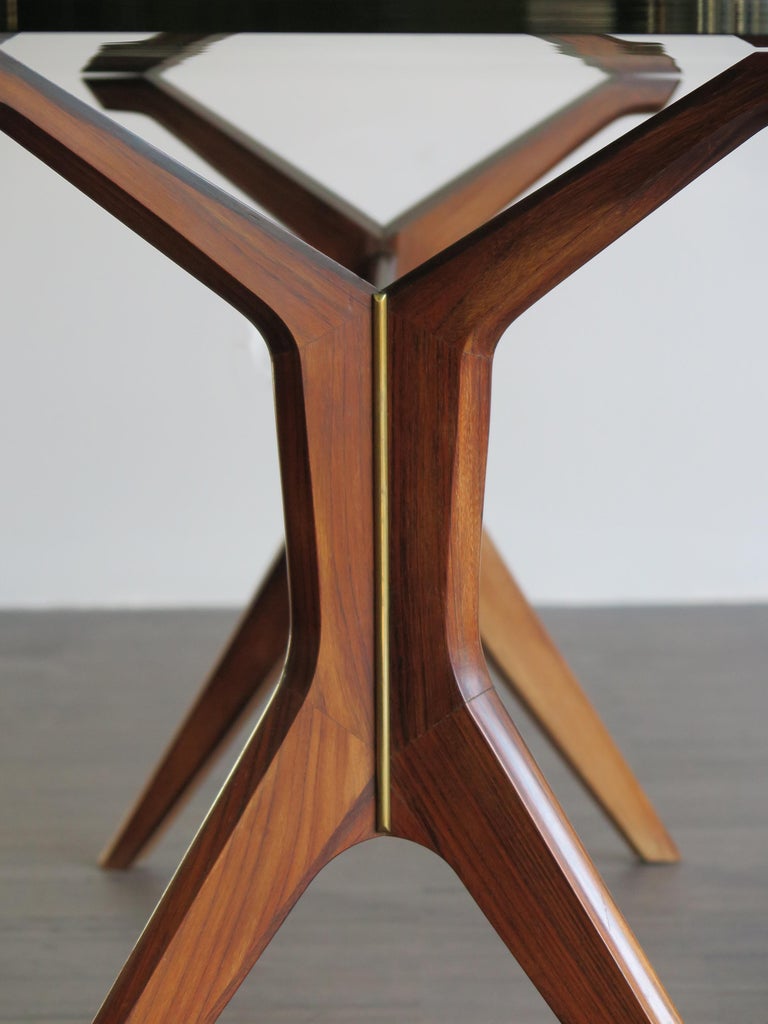 Carlo Mollino Style Italian Glass And Solid Walnut Dining Table 1950s At 1stdibs