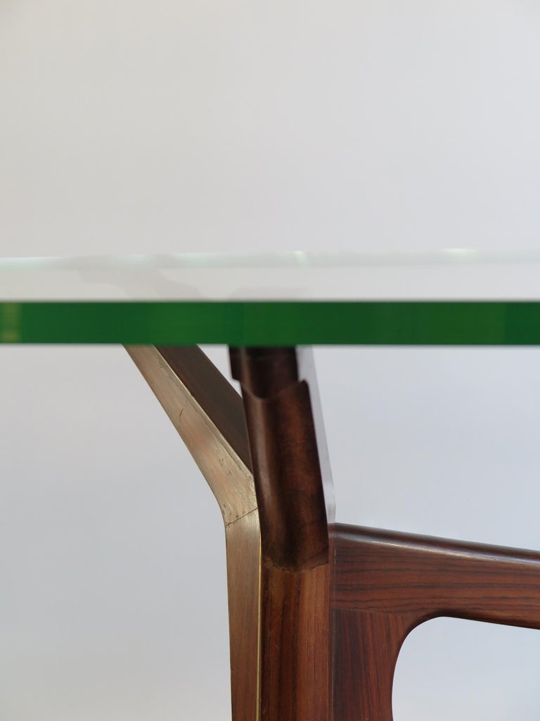 Carlo Mollino Style Italian Glass and Solid Walnut Dining Table, 1950s ...