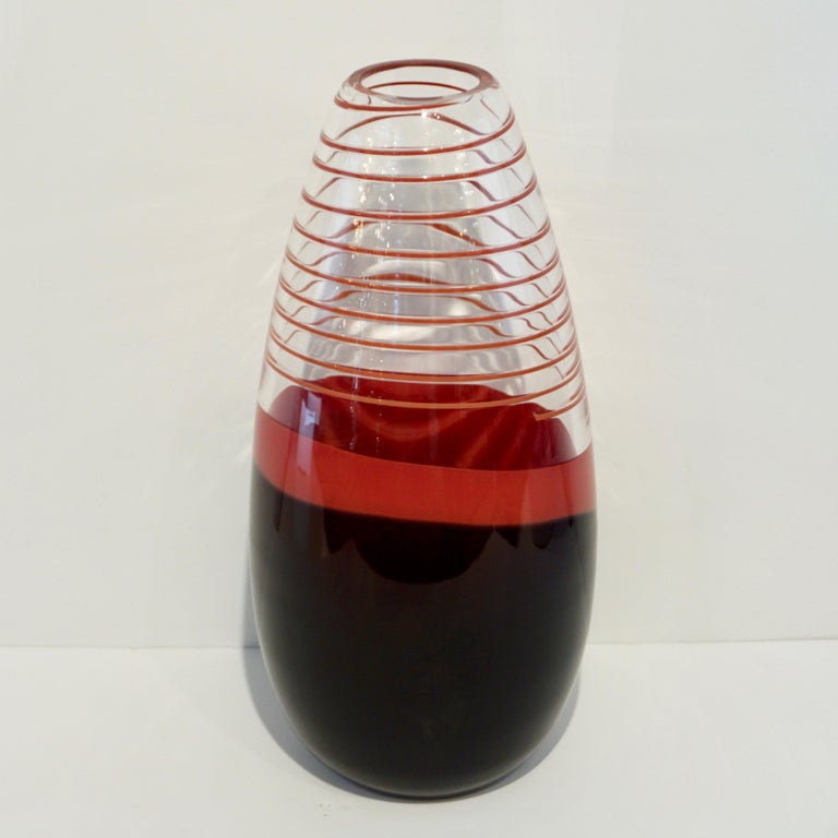 Carlo Moretti 1980s Italian Vintage Black Coral Red Crystal Murano ...