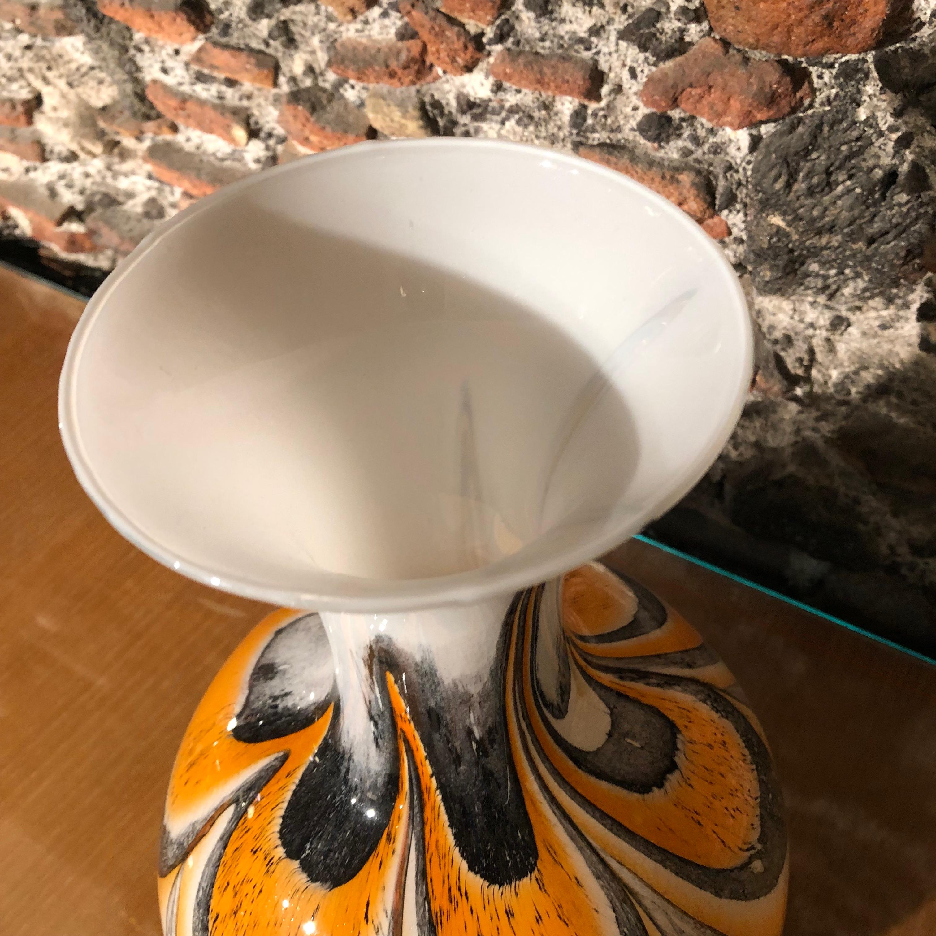 Carlo Moretti for Opaline Florence Orange and Grey Murano Glass Vase ...