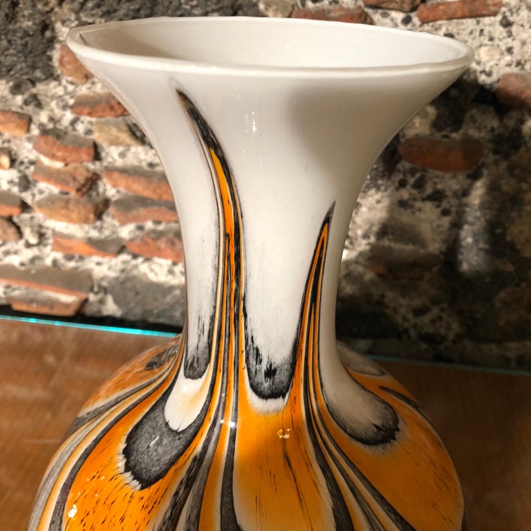 Carlo Moretti for Opaline Florence Orange and Grey Murano Glass Vase ...