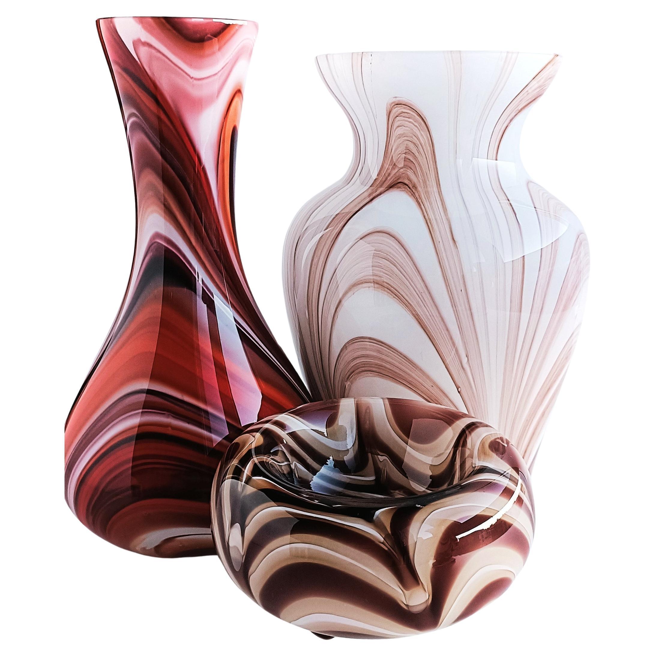 Carlo Moretti Murano Glass Set of Vases and Bowl, Italy, 1960s For Sale ...