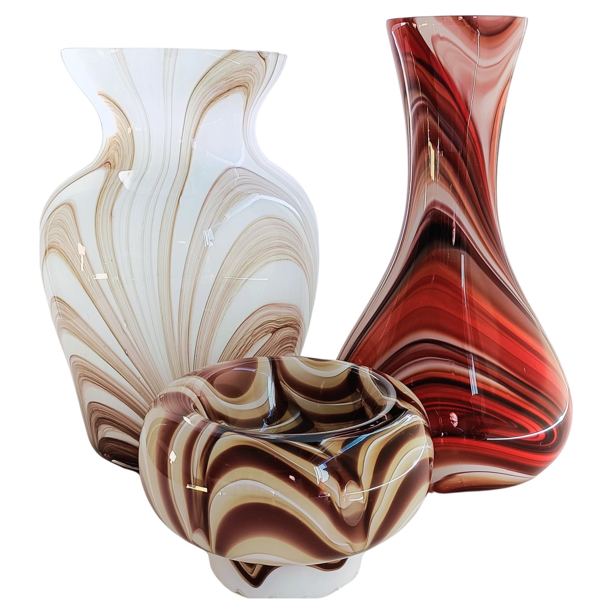 Carlo Moretti Murano Glass Set of Vases and Bowl, Italy, 1960s For Sale ...