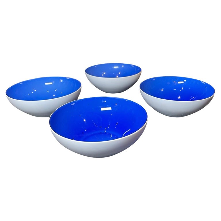 Carlo Moretti Set Of Four Blue And White Murano Glass Bowls For Sale at ...