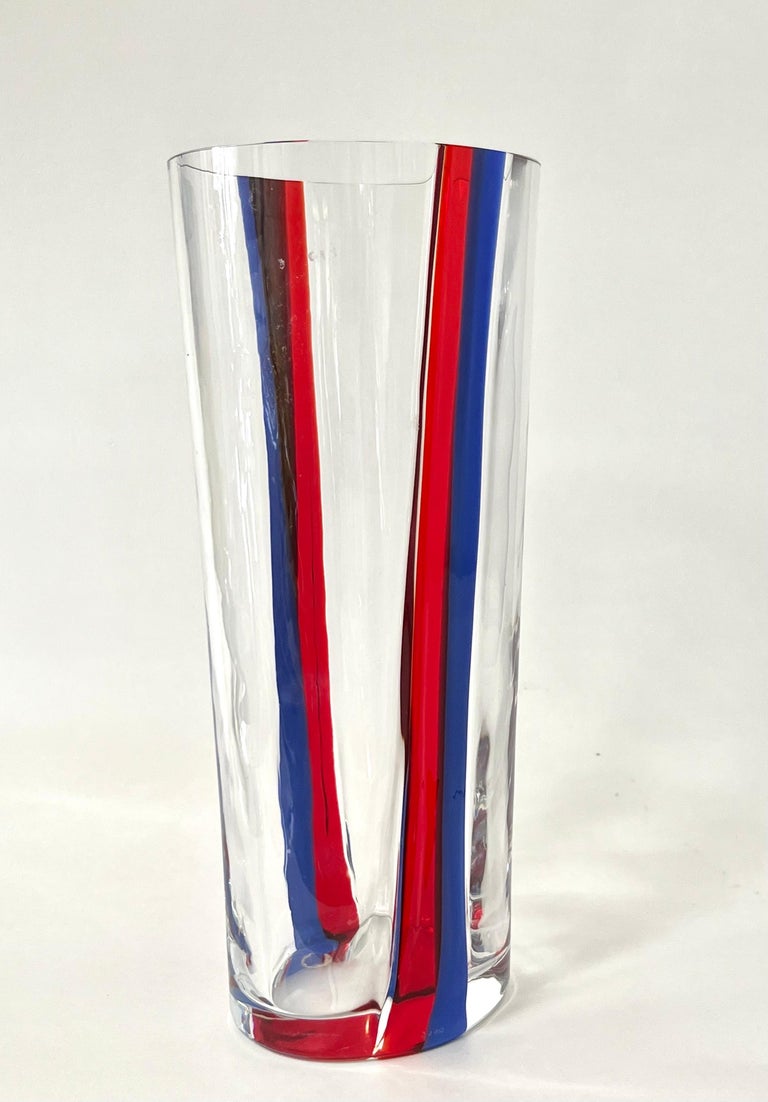 Carlo Moretti Tall Vase Blue Red For Sale at 1stDibs