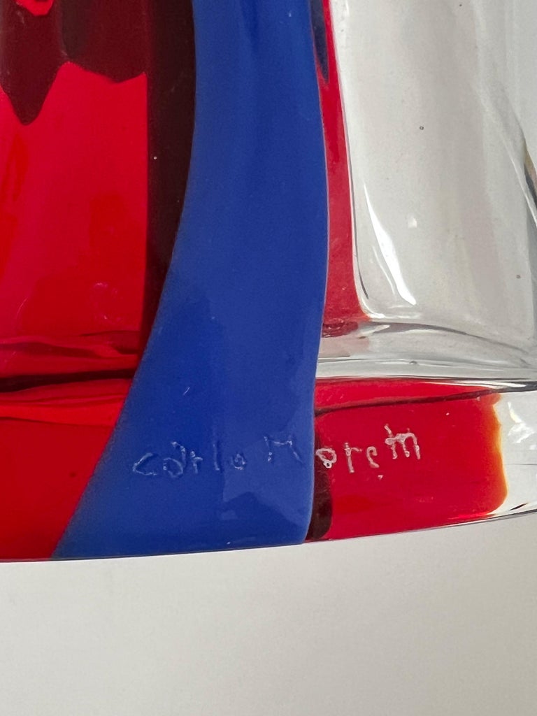 Carlo Moretti Tall Vase Blue Red For Sale at 1stDibs