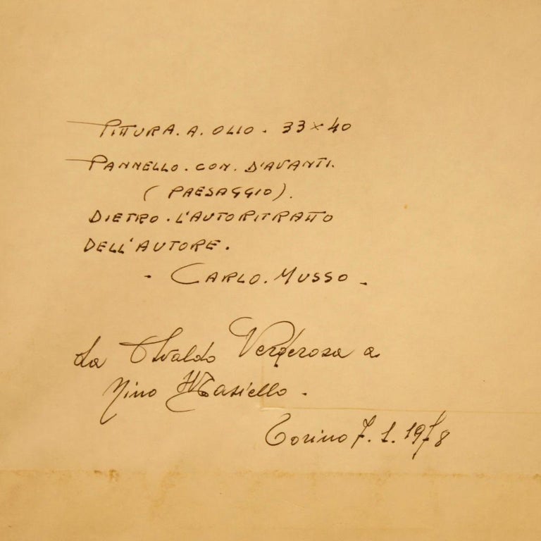 20th Century Oil on Board Italian Signed Carlo Musso Landscape Painting ...