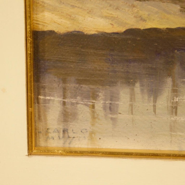 20th Century Oil on Board Italian Signed Carlo Musso Landscape Painting ...