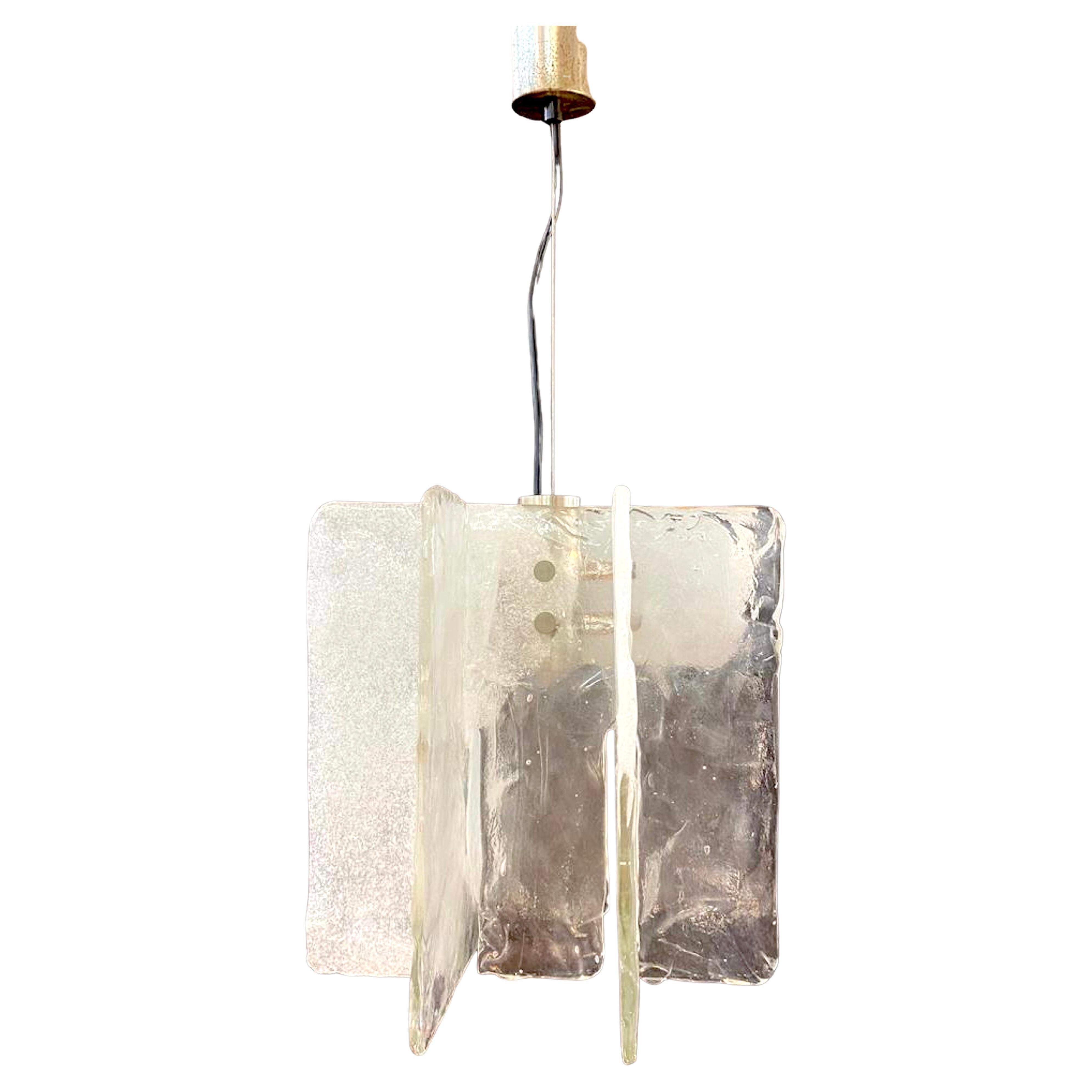 Carlo Nason for Mazzega of Italy Glass Panel Chandelier For Sale at 1stDibs