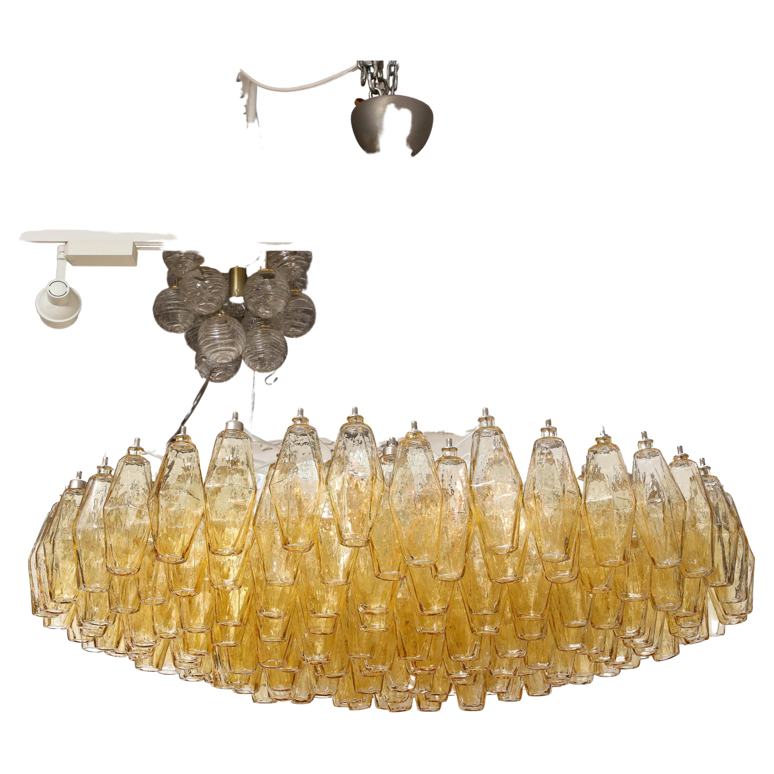 Carlo Nason, Mazzega Amber Polyhedral Chandelier For Sale at 1stDibs
