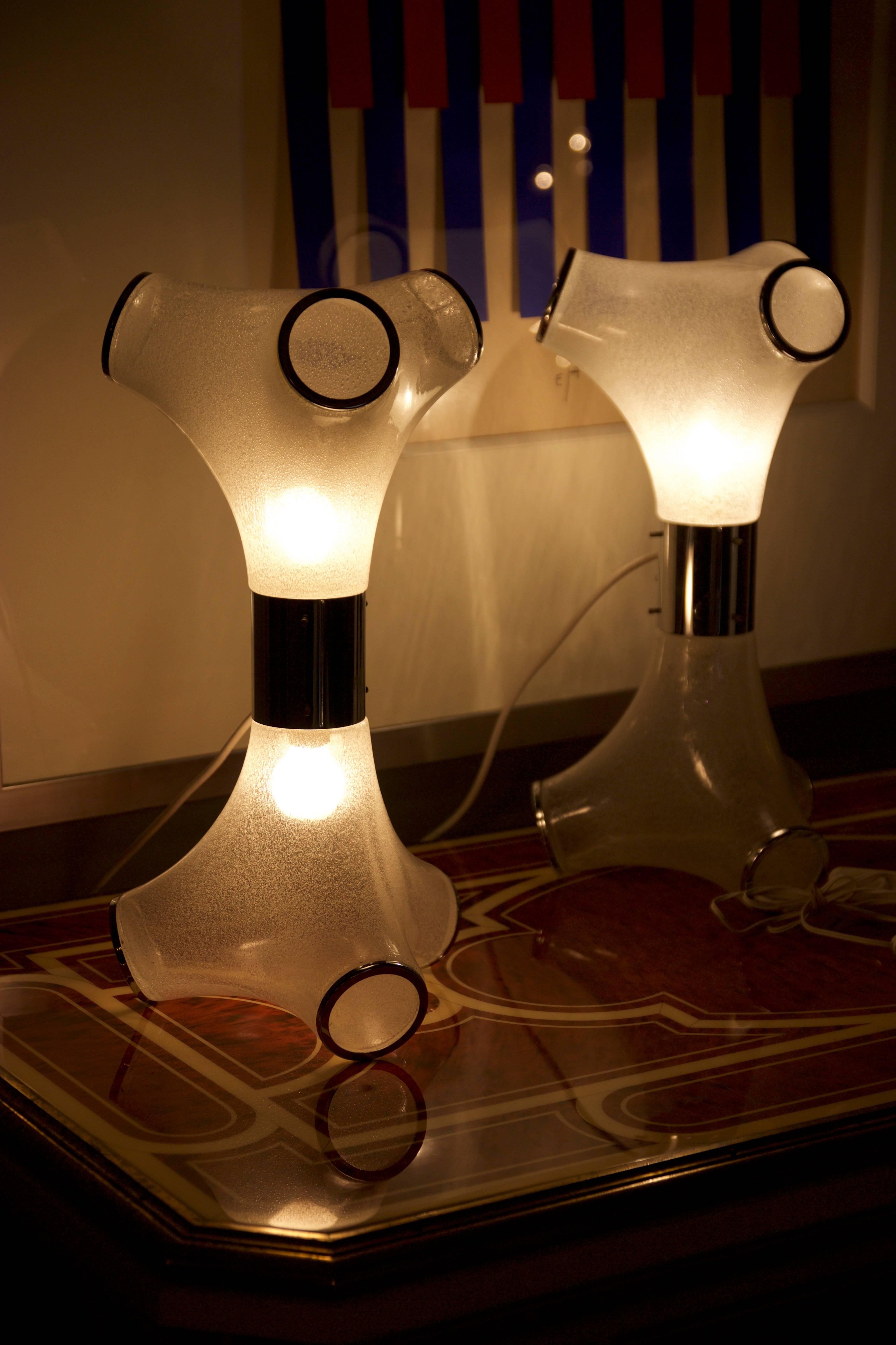 Carlo Nason, Set of Three Lamps, Frosted Glass, circa 1970, Italy For ...