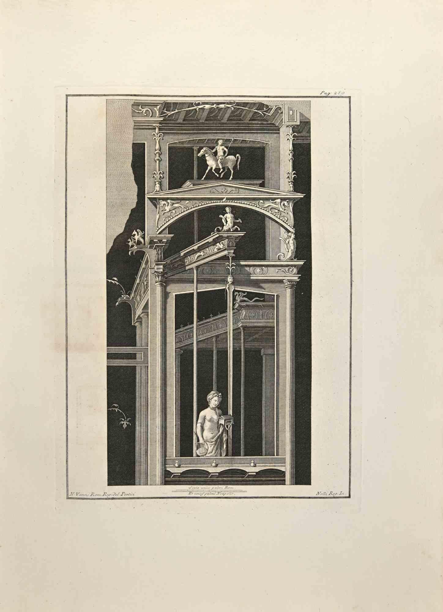 Carlo Nolli - Roman Temple Fresco - Etching by Carlo Nolli - 18th ...