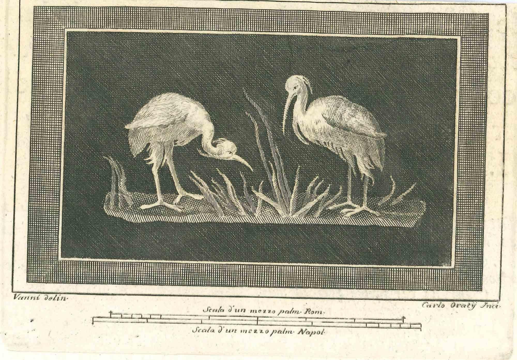 Carlo Oraty - Ancient Roman Fresco - Original Etching by Carlo Oraty ...