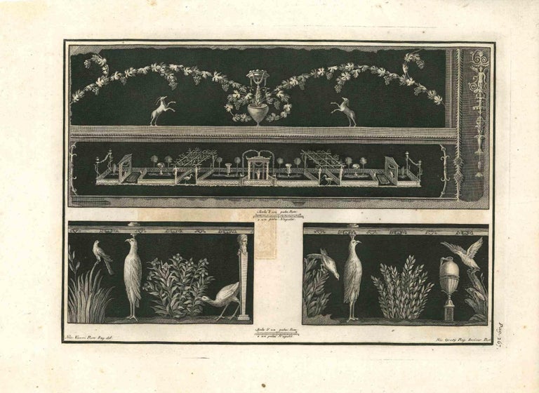 Carlo Oraty - Ancient Roman Fresco - Original Etching by Carlo Oraty ...