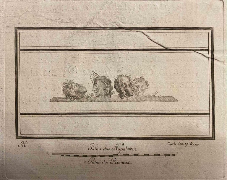 Carlo Oraty - Pompeian Style Tragedy Masks - Etching by Carlo Oraty ...