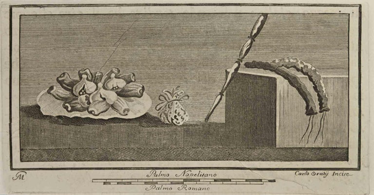 Carlo Oraty - Roman Still Life Fresco - Etching by Carlo Oraty - 18th ...
