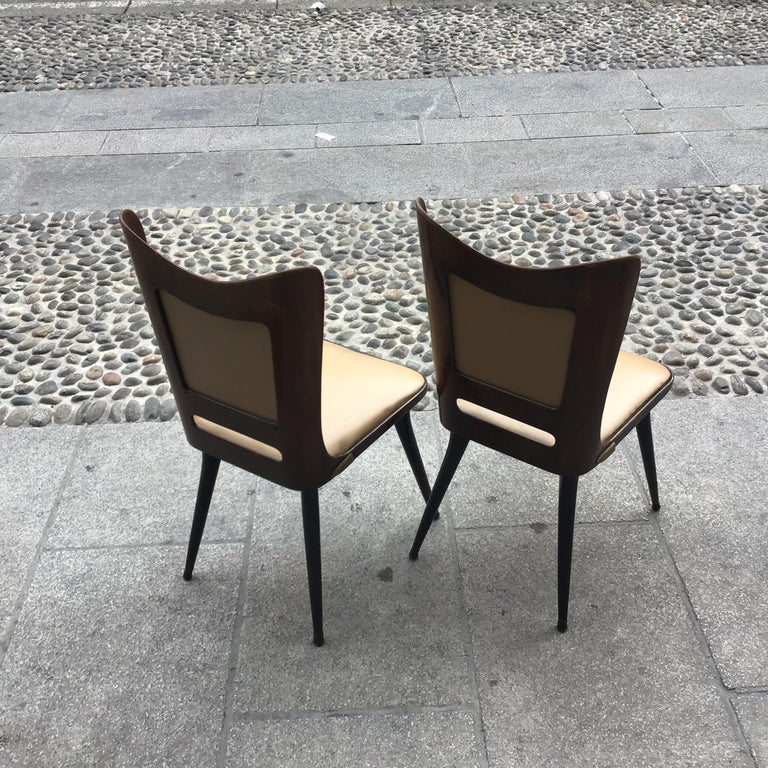 Carlo Ratti Chairs Wood Brass Skin 1955, Italy For Sale at 1stDibs