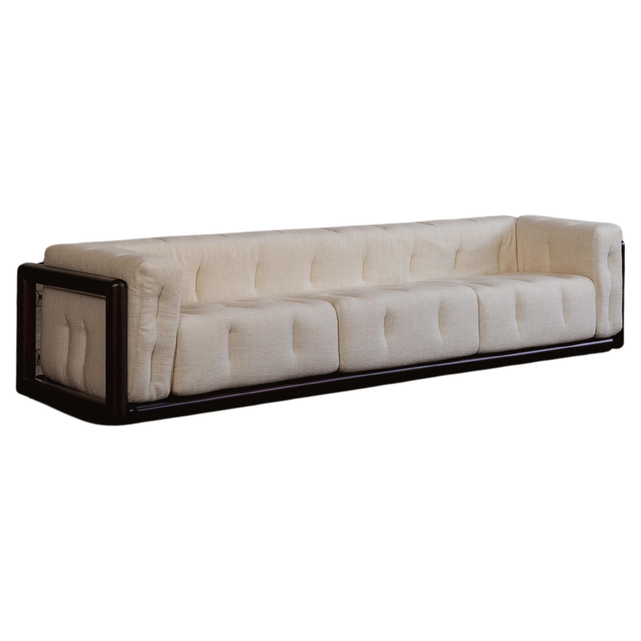 Carlo Scarpa “Cornaro” Three-Seater Sofa for Gavina, Ivory Velvet, 1973 ...