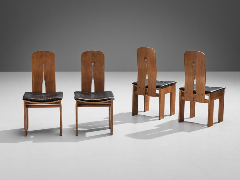 Carlo Scarpa for Bernini Set of Four Dining Chairs in Walnut and ...