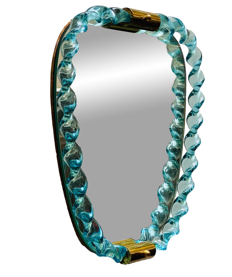 Carlo Scarpa for Venini Murano Glass Wall Mirror, Italy 1940s at 1stDibs