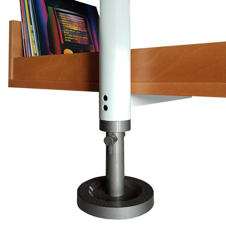 Carlo Scarpa Italian Bernini Natural Walnut Bookcase with White Metal ...