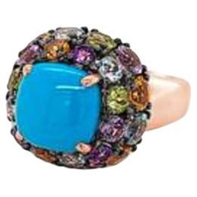 Carlo Viani Ring featuring Green Apple Peridot, Sea Blue Aquamarine ...