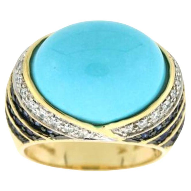 Carlo Viani Ring featuring Robins Egg Blue Turquoise, Blueberry ...