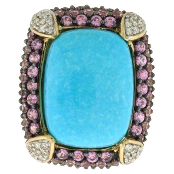 Carlo Viani Ring featuring Robins Egg Blue Turquoise, Bubble Gum Pink ...