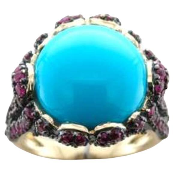 Carlo Viani Ring Featuring Robins Egg Blue Turquoise, Passion Ruby Set ...