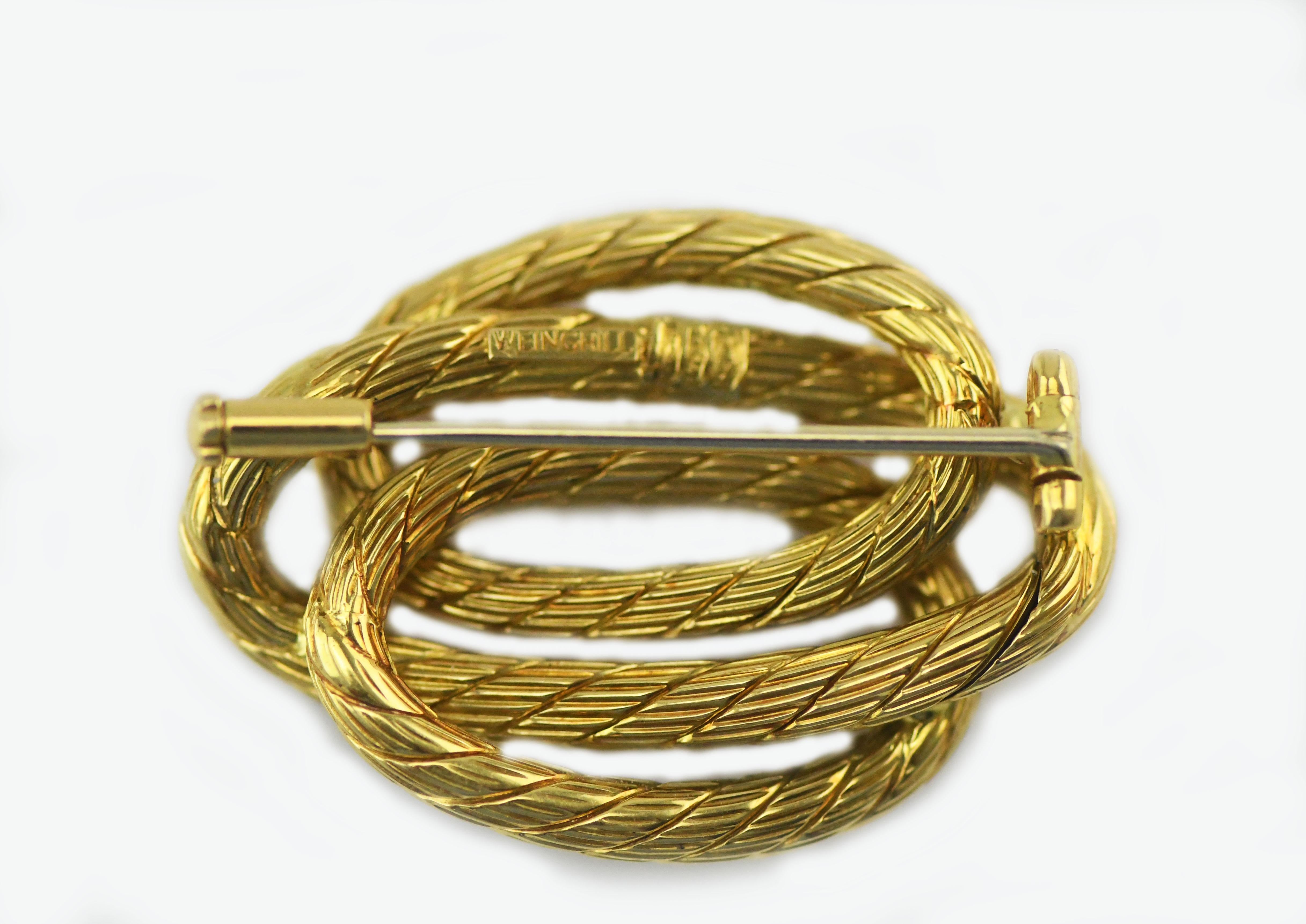 Carlo Weingrill 18 Karat Gold Winding Rope Pin at 1stDibs