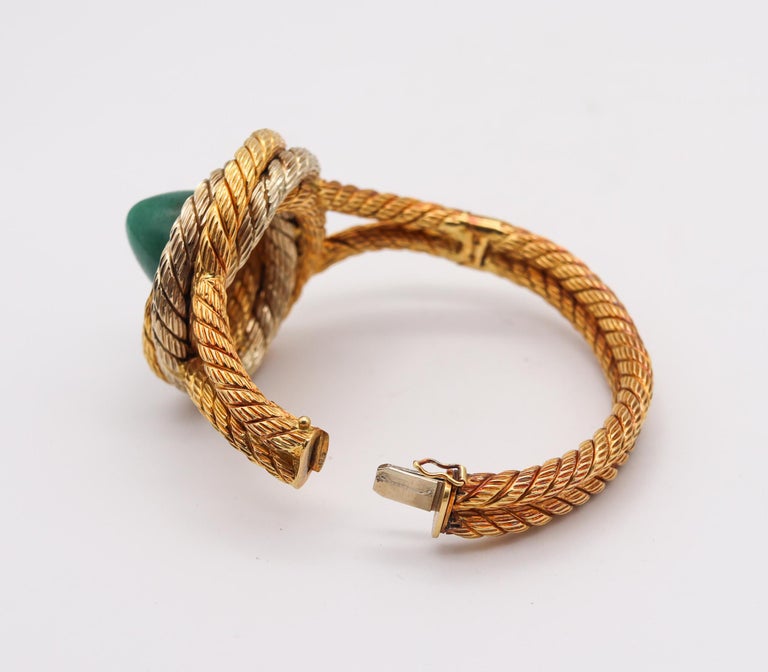 Carlo Weingrill 1960 Verona Twisted Bangle Bracelet in 18kt Gold with Amazonite For Sale at 1stDibs