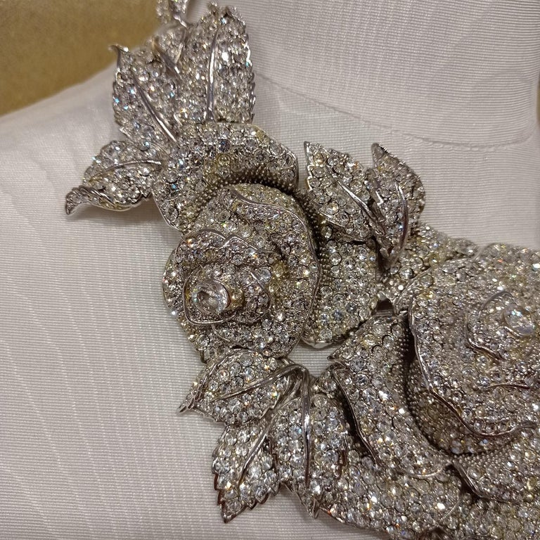 Carlo Zini Crystal Rose Collier For Sale at 1stDibs