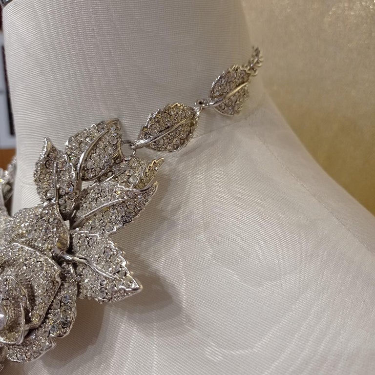 Carlo Zini Crystal Rose Collier For Sale at 1stDibs