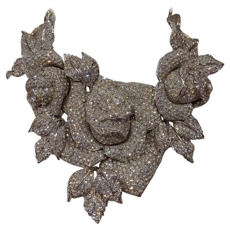 Carlo Zini Crystal Rose Collier For Sale at 1stDibs