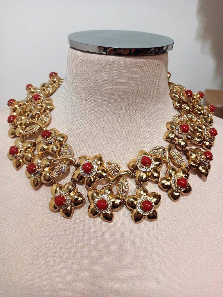 Carlo Zini Golden Floral Collier For Sale at 1stDibs