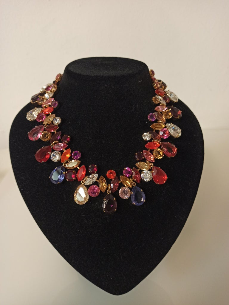 Carlo Zini Multicolored Crystals Collier For Sale at 1stDibs