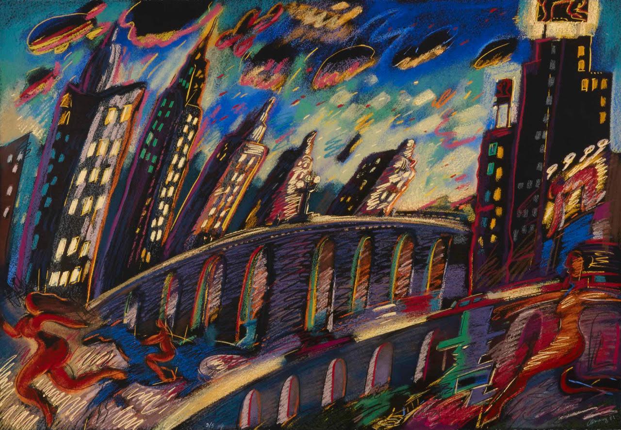 Carlos Almaraz - Growing city contemporary landscape print For Sale at ...