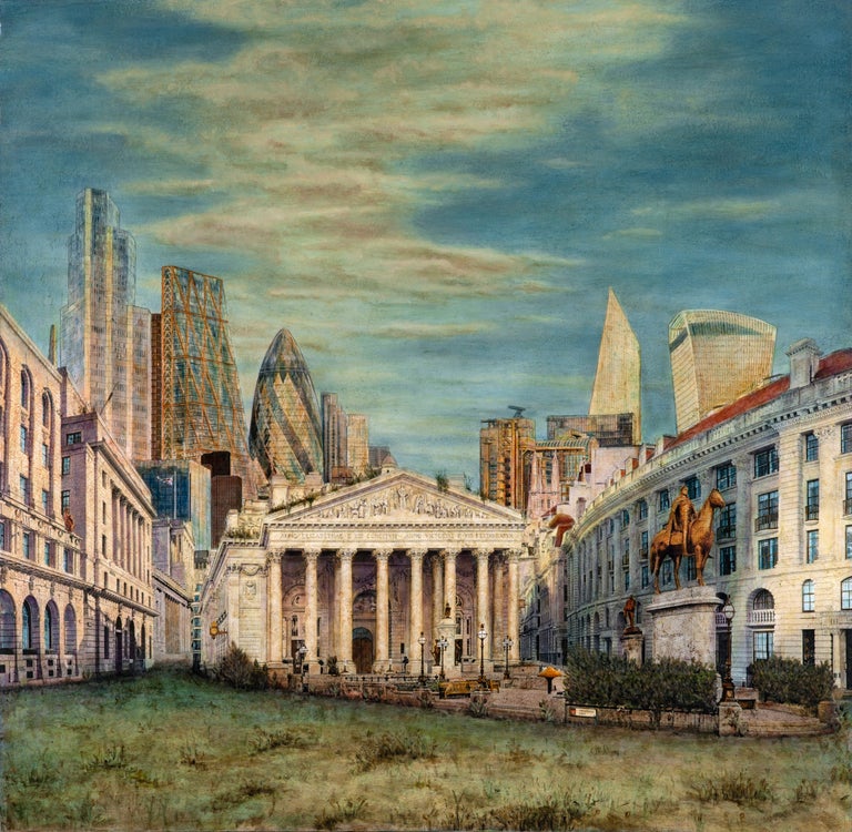 Carlos Arriago - Golden City - London cityscape architure grisaille ...