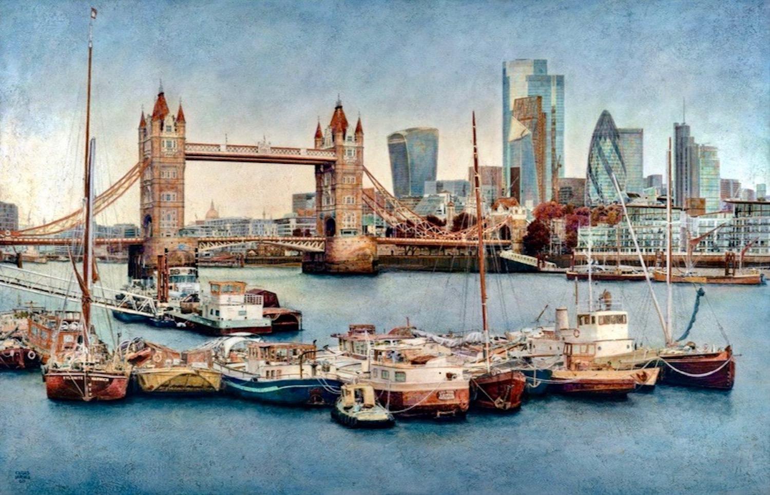 Carlos Arriago - Golden City - London cityscape architure grisaille ...